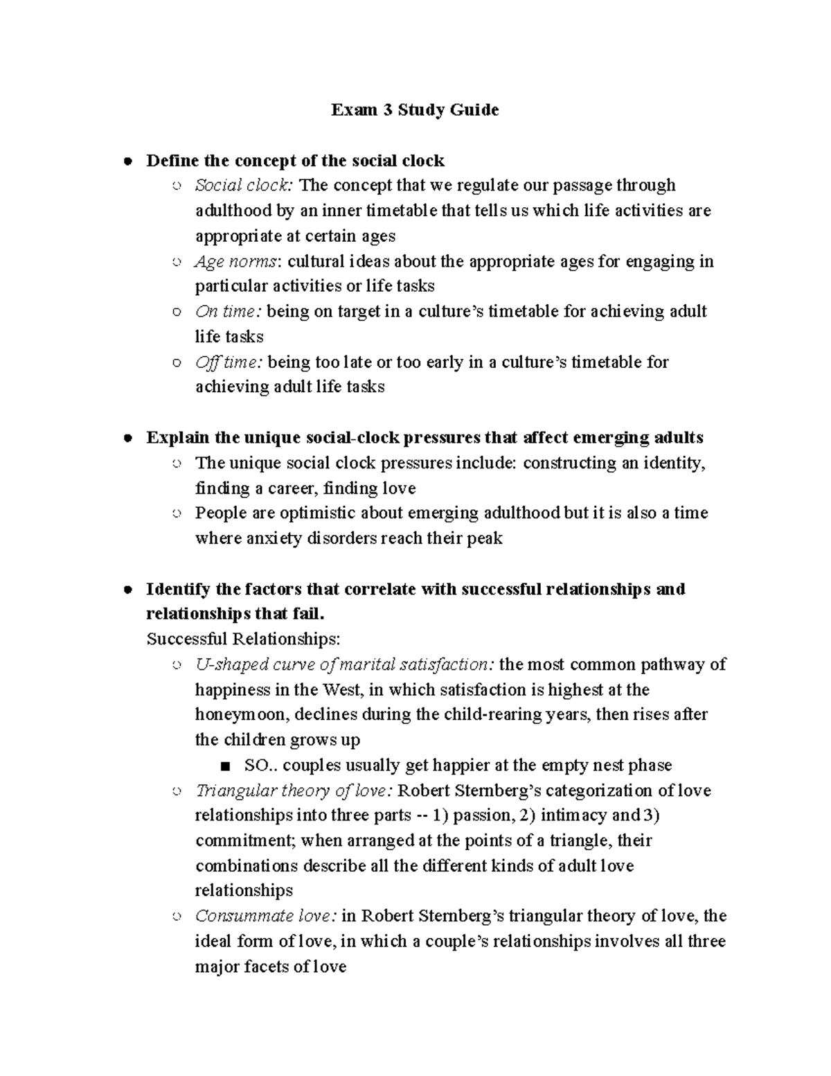 Exam 3 Study Guide Human growth and Development - Exam 3 Study Guide ...