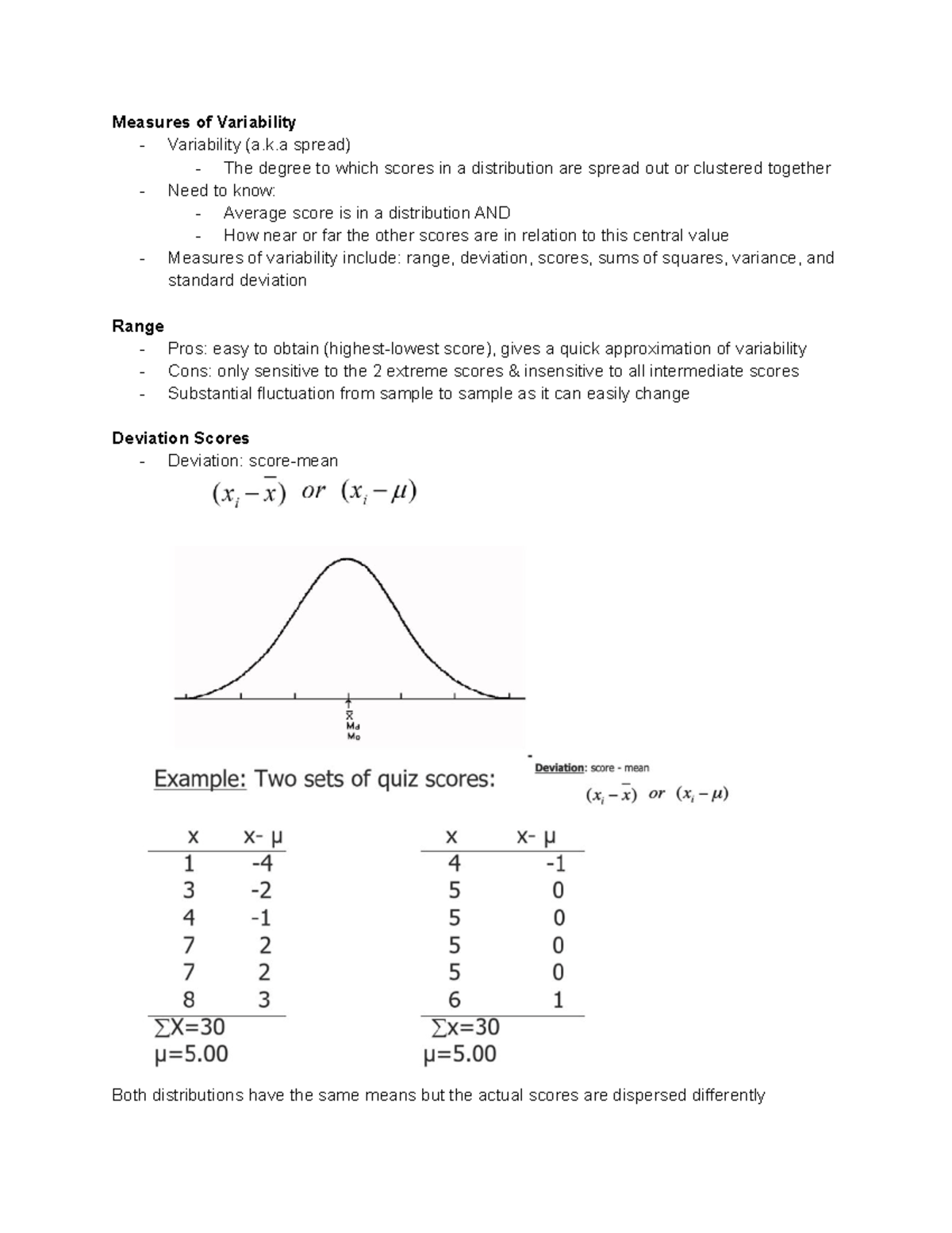 PSYC Stats lecture 4- variability - Measures of Variability ...