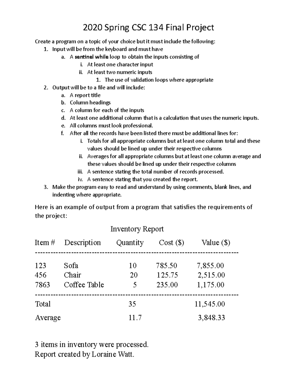 CSC134 Final Project Explained - 2020 Spring CSC 134 Final Project ...