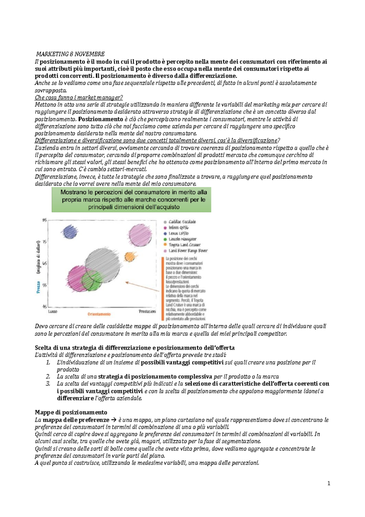 marketing seconda parte - MARKETING 8 NOVEMBRE Il posizionamento è il modo in cui il prodotto è ...