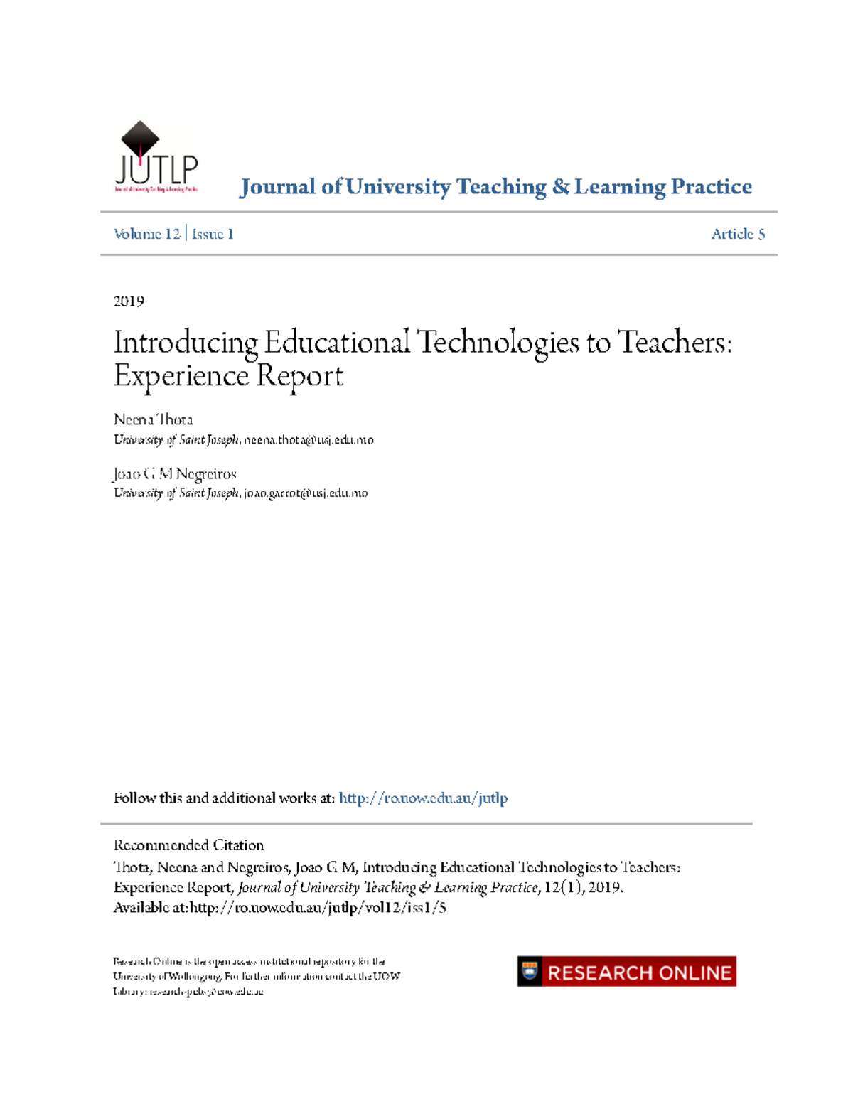 Introducing Educational Technologies to Teachers - Journal of ...
