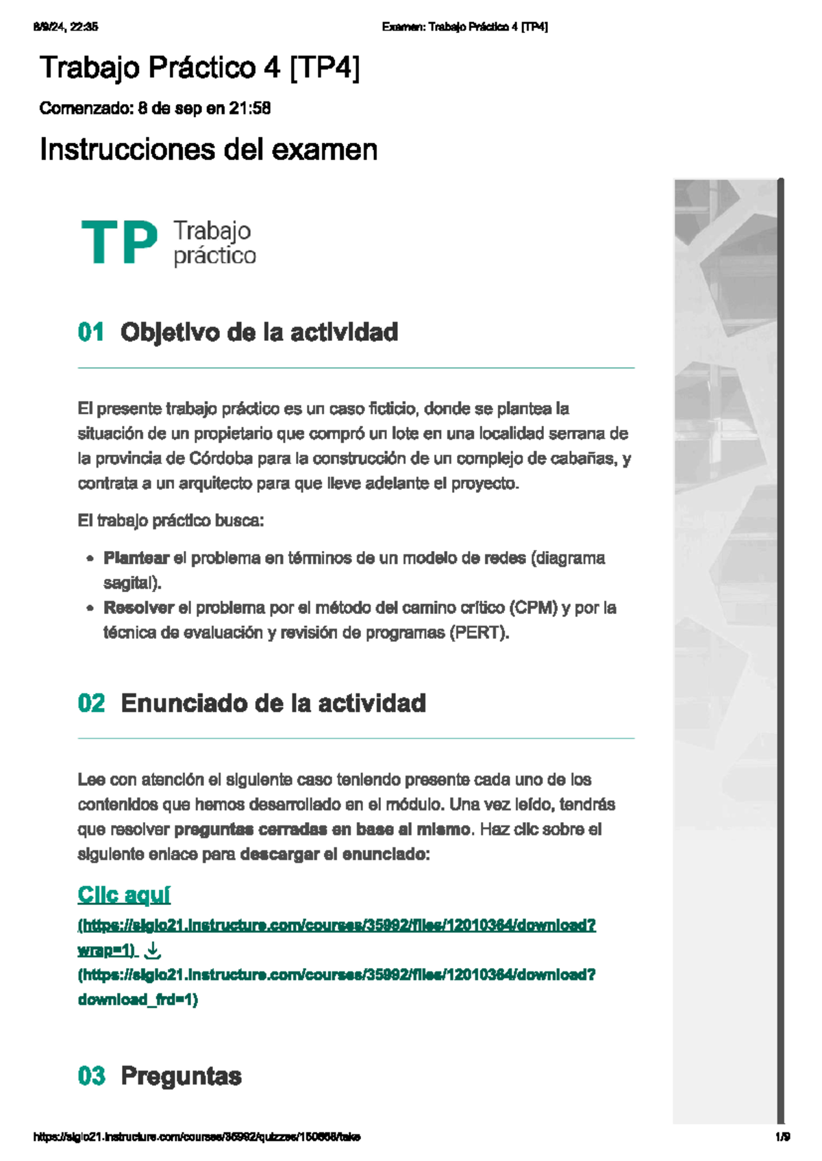 Tp4 mate 4 - tp4 - 22:35 Examen: Trabajo Práctico 4 Trabajo Práctico 4 Comenzado: 8 de sep en 21 ...
