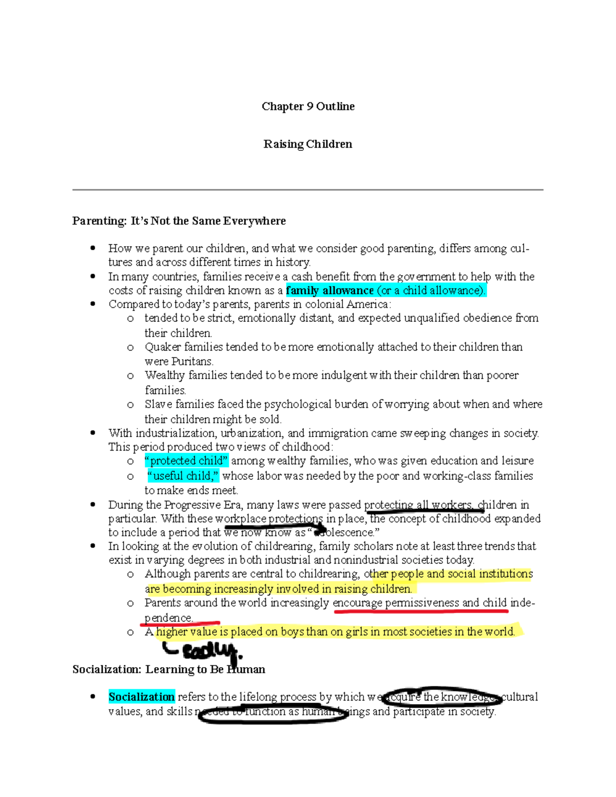 Chapter 9 Outline - Writing assignment - Chapter 9 Outline Raising ...
