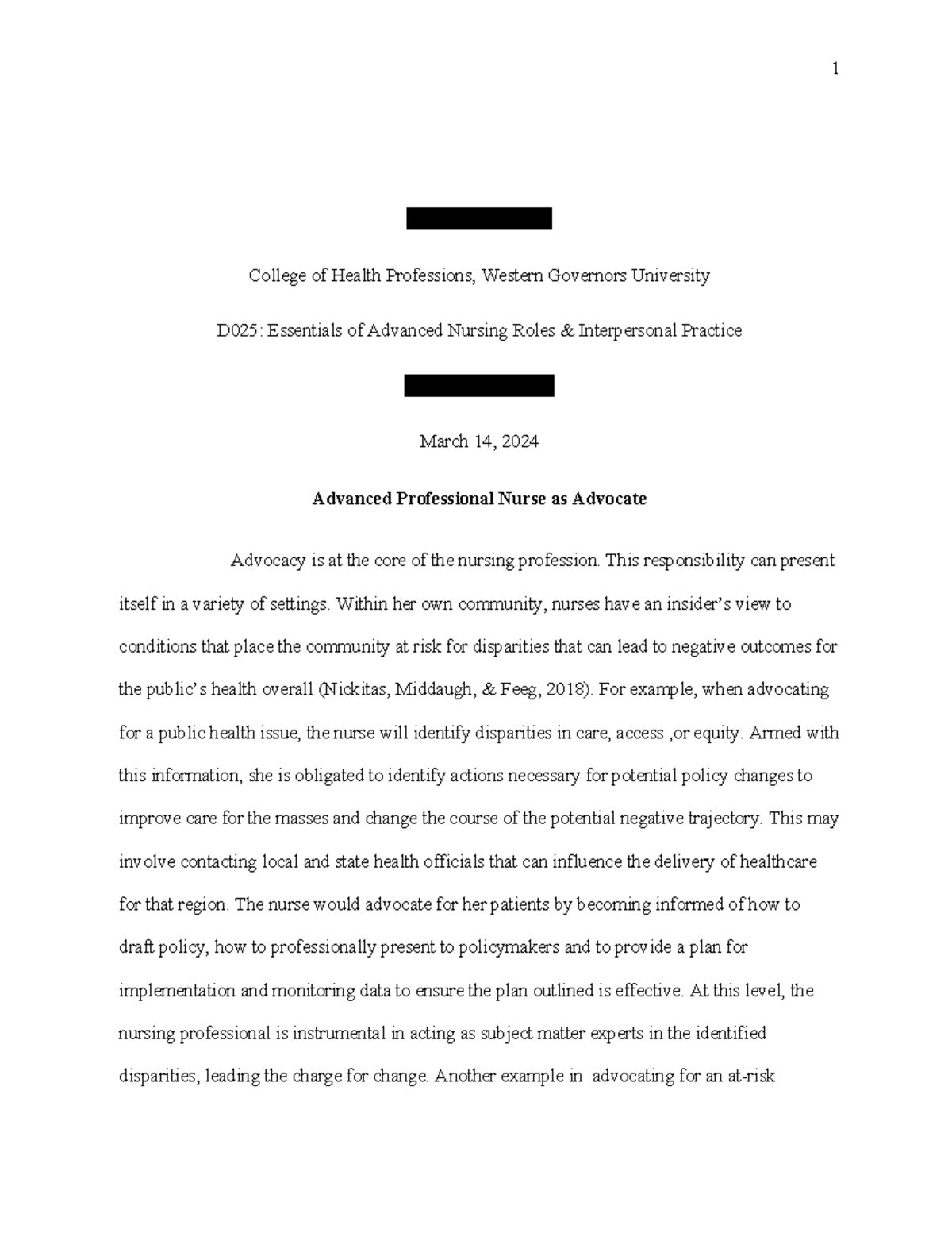 AWM2 Template D025 - D025 AWM2 - Barbara C. Winters College of Health ...