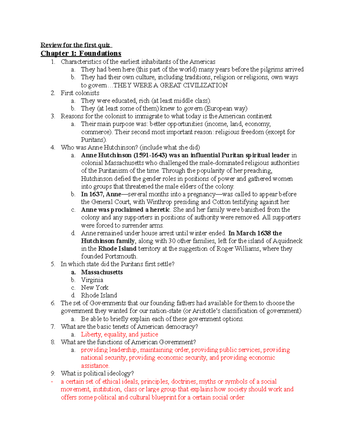 Review for quiz 1 Fall 2021 - Review for the first quiz Chapter 1 ...