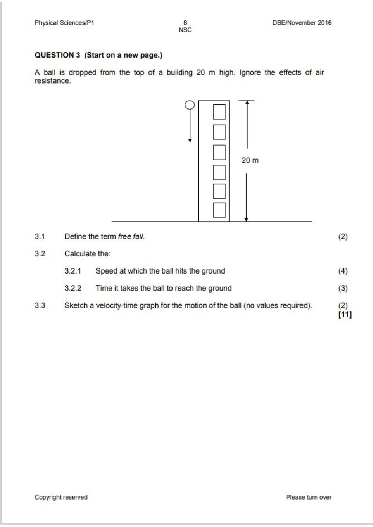 Vertical Projectile Motion - Physical 8 2016 NSC QUESTION 3 (Start on a ...