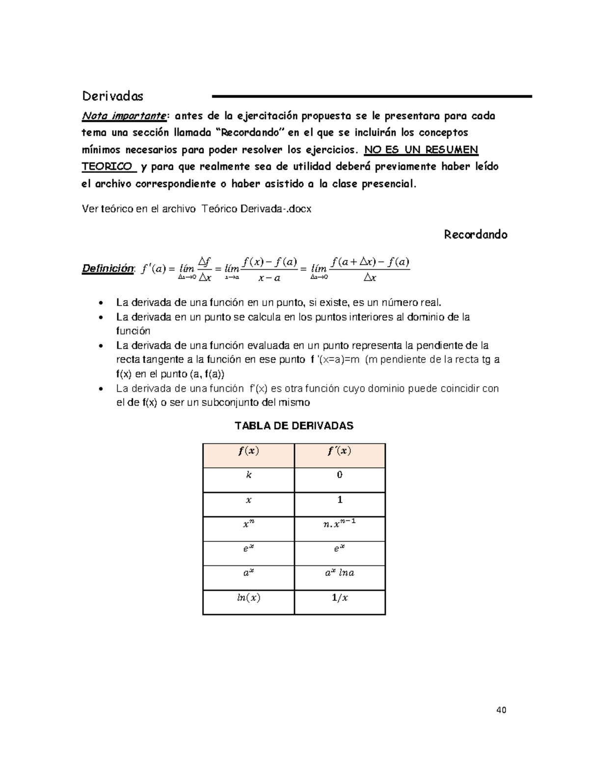 Derivadas - dthrthrthr - Derivadas Nota importante: antes de la ...