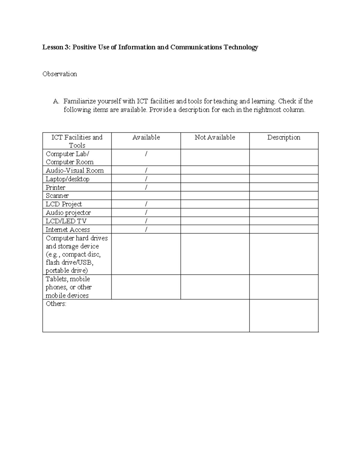 FS 1 Chapter 1 Lesson 3 - Lesson 3: Positive Use of Information and ...