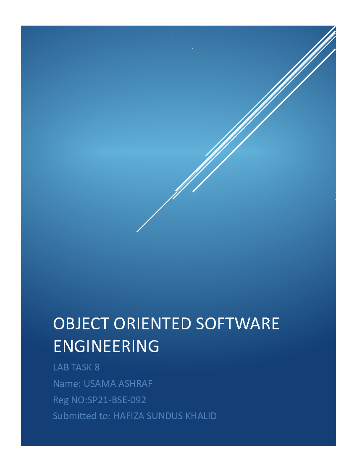 Oose Lab 8 Sp21 Bse 092 Object Oriented Software Engineering Lab Task 8 Name Usama Ashraf Reg