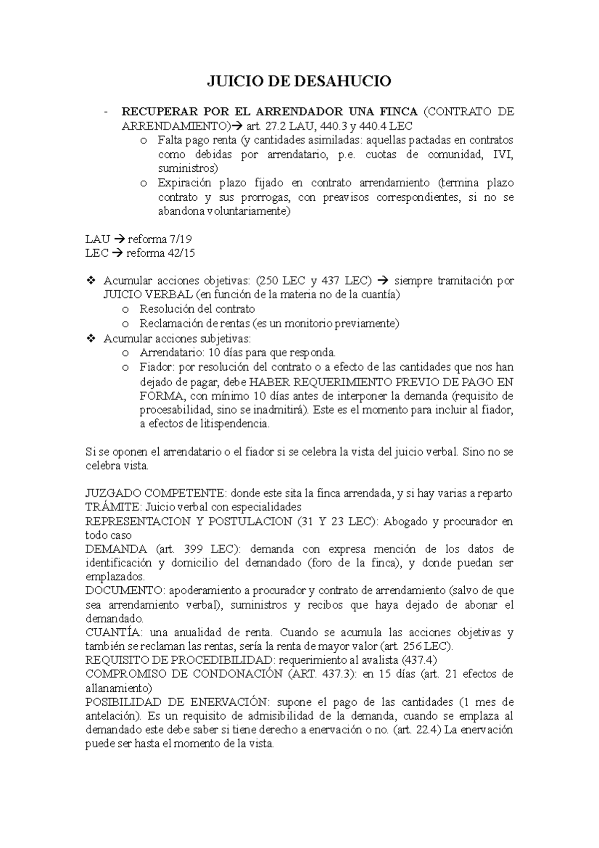 Juicio de desahucio procedimiento civil - JUICIO DE DESAHUCIO ...