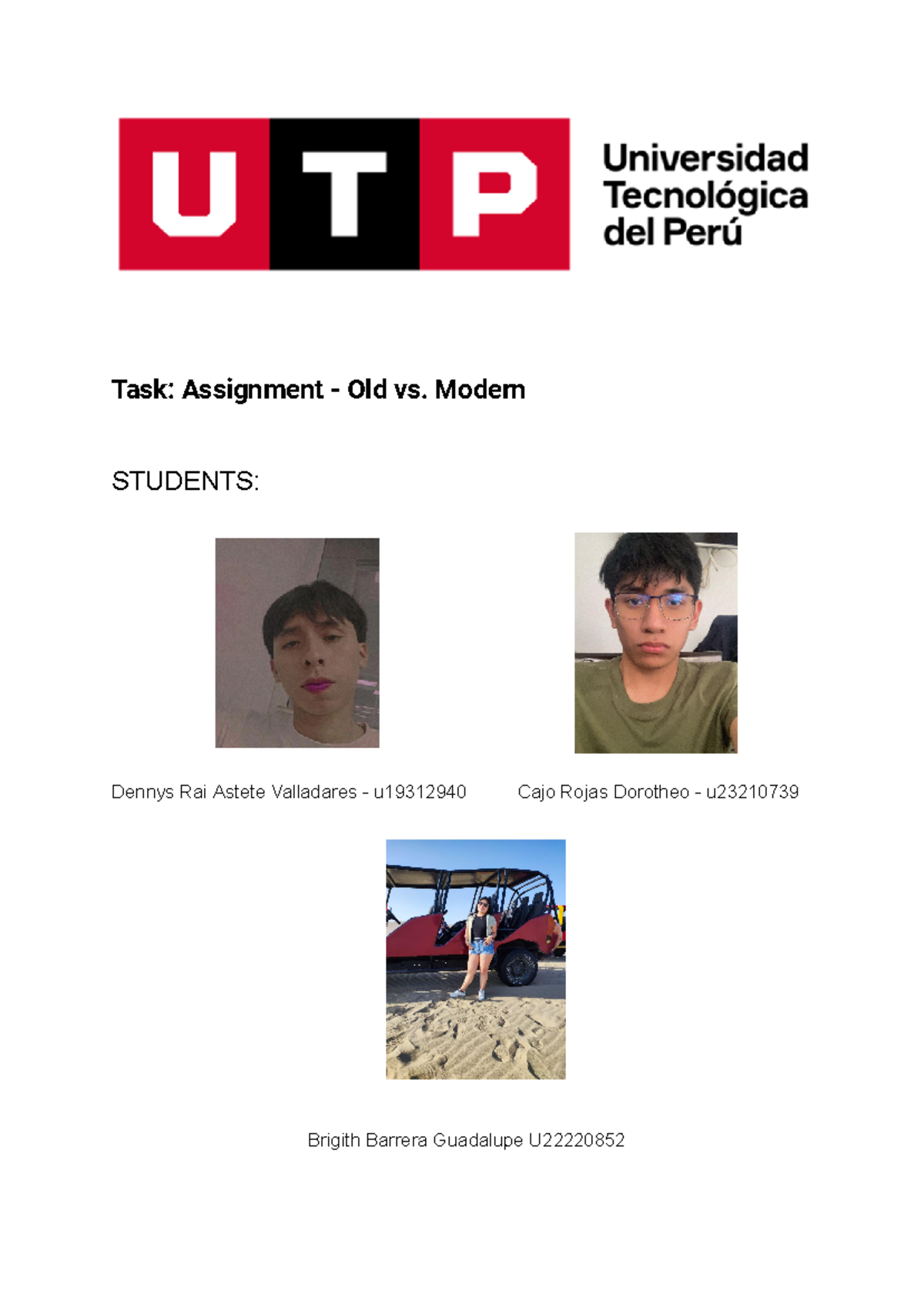 Task Assignment - Old vs. Modern - Task: Assignment - Old vs. Modern ...