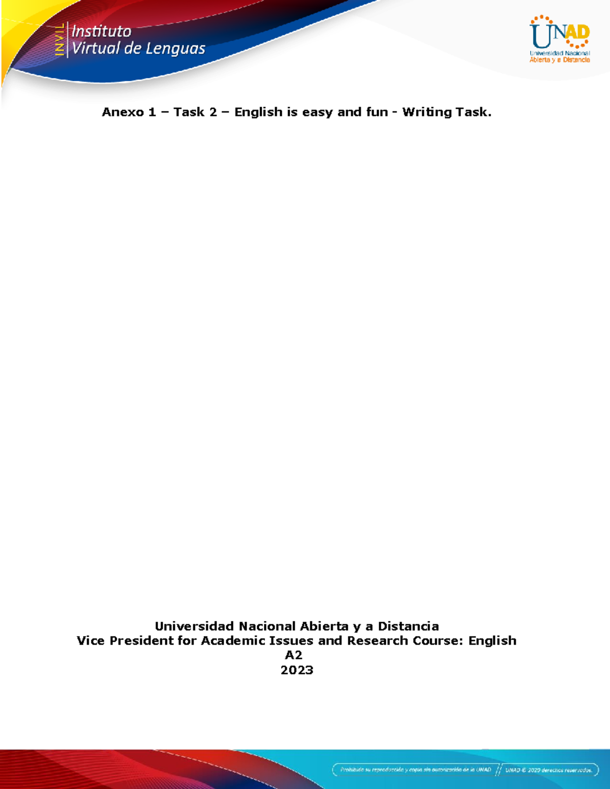 Anexo 1 – Task 2 - English is easy and fun Writing Task- fernanda - Anexo 1 – Task 2 – English ...