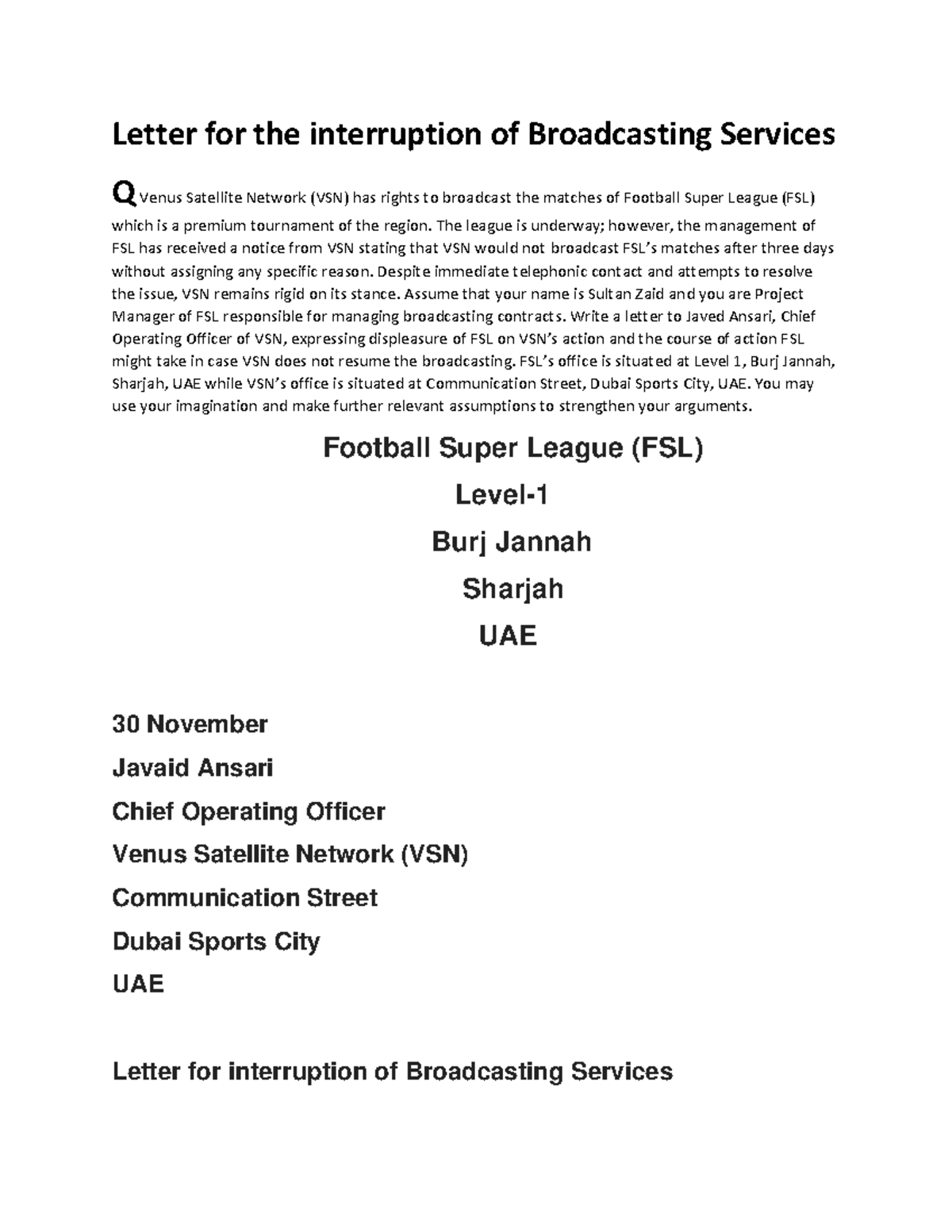 Letters PRC 1- 2 - PRC 5...ITB - Letter for the interruption of ...