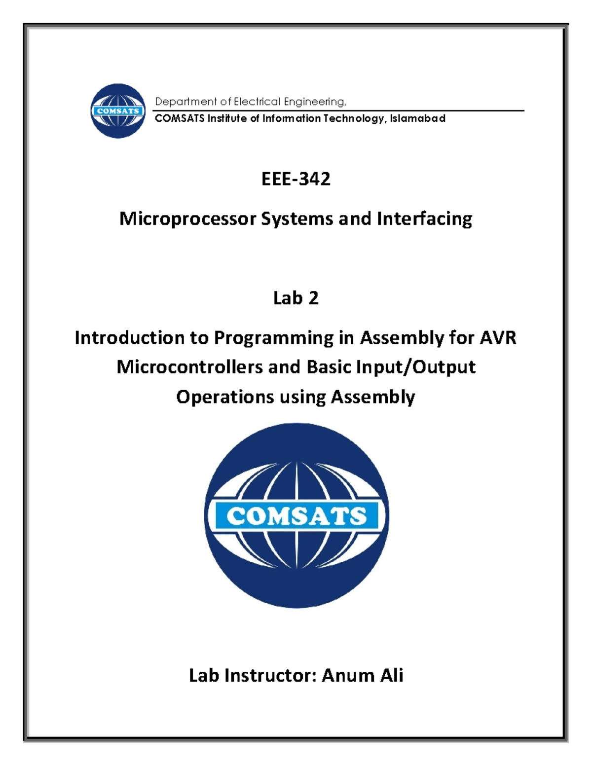 129659769 Micro processor Lab 2 Manual - Department of Electrical ...