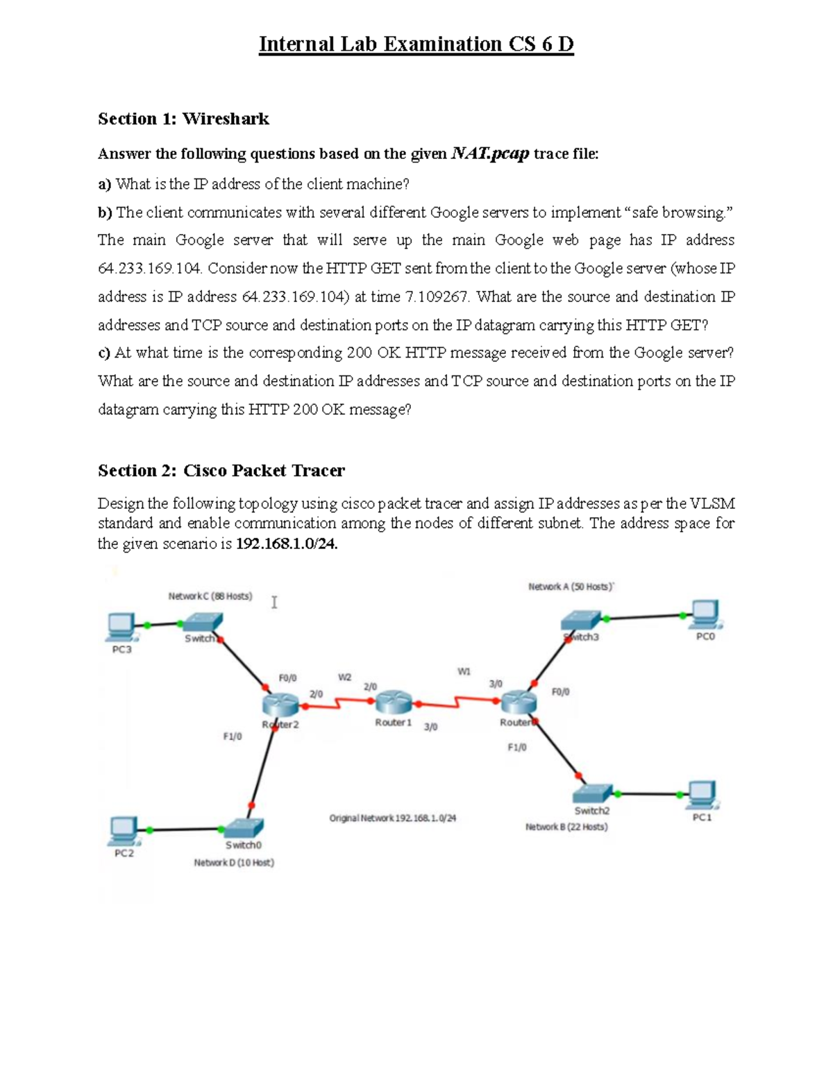 6D Internal Evaluation Paper - Internal Lab Examination CS 6 D Section ...