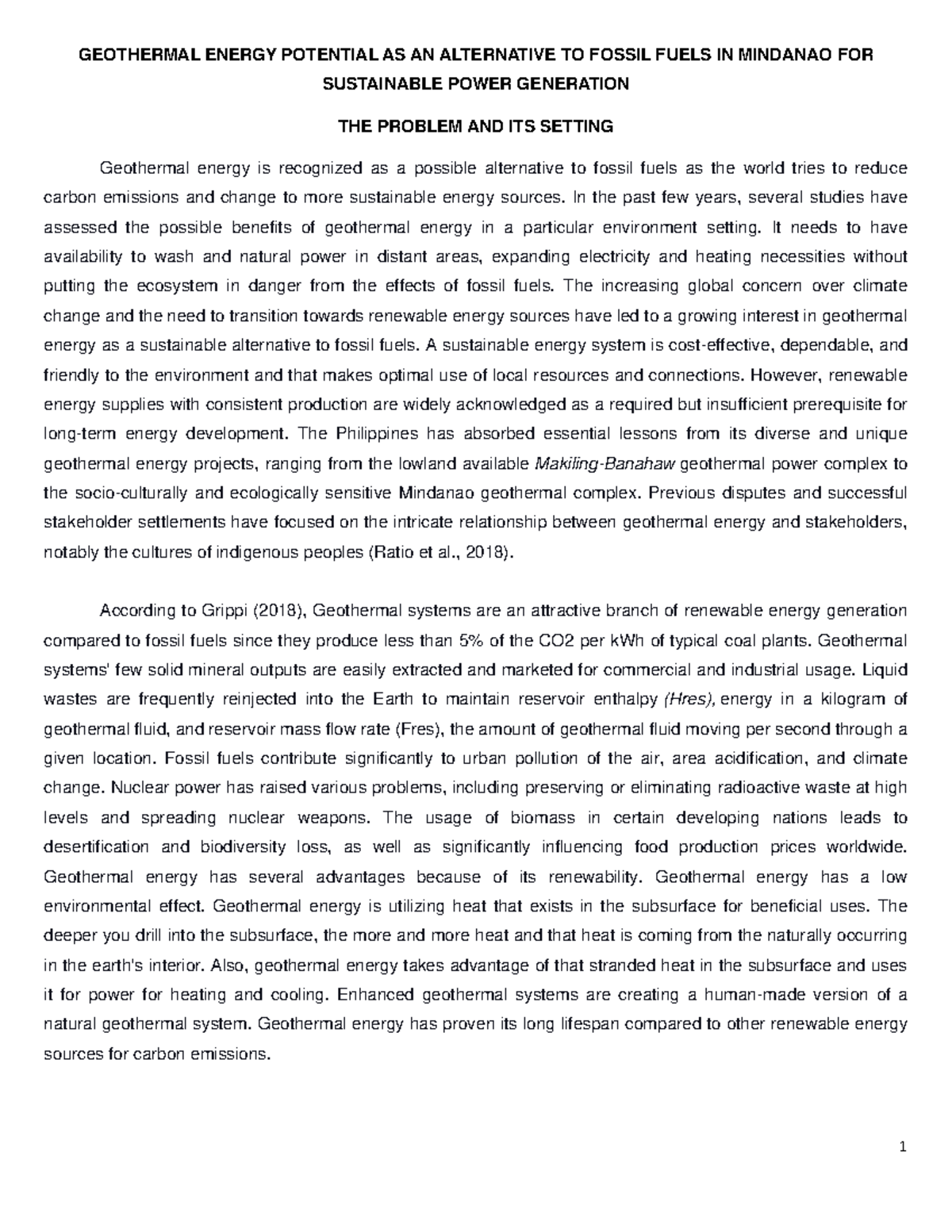 Reasearch Paper Chemistry LEC 1 - GEOTHERMAL ENERGY POTENTIAL AS AN ...