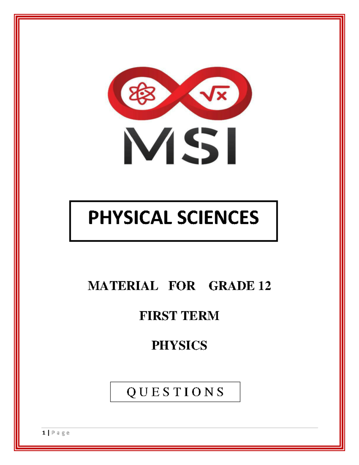 Grade-12-Physics-MSI-Questions - MATERIAL FOR GRADE 12 FIRST TERM ...