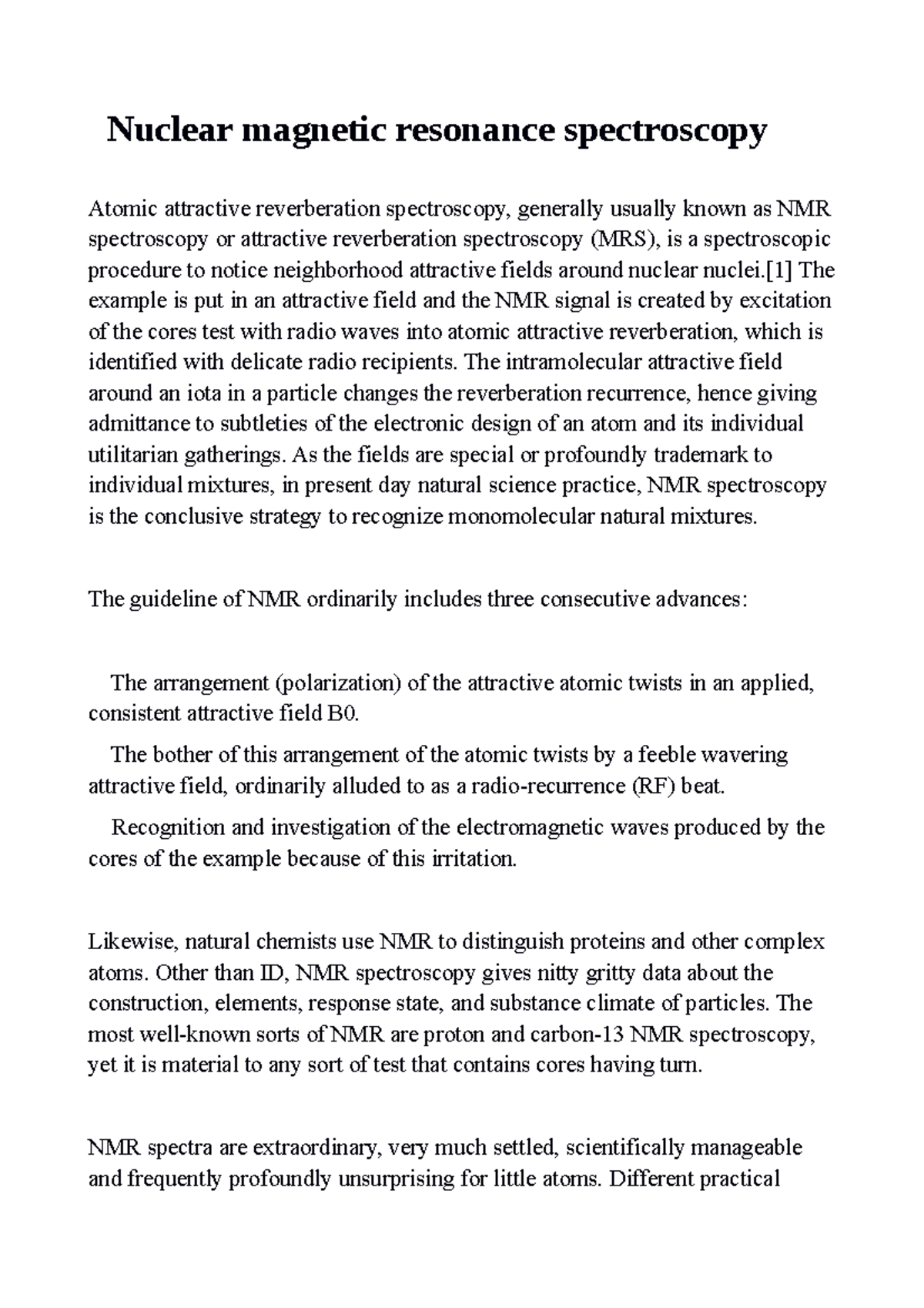 Nuclear magnetic resonance spectroscopy - [1] The example is put in an ...