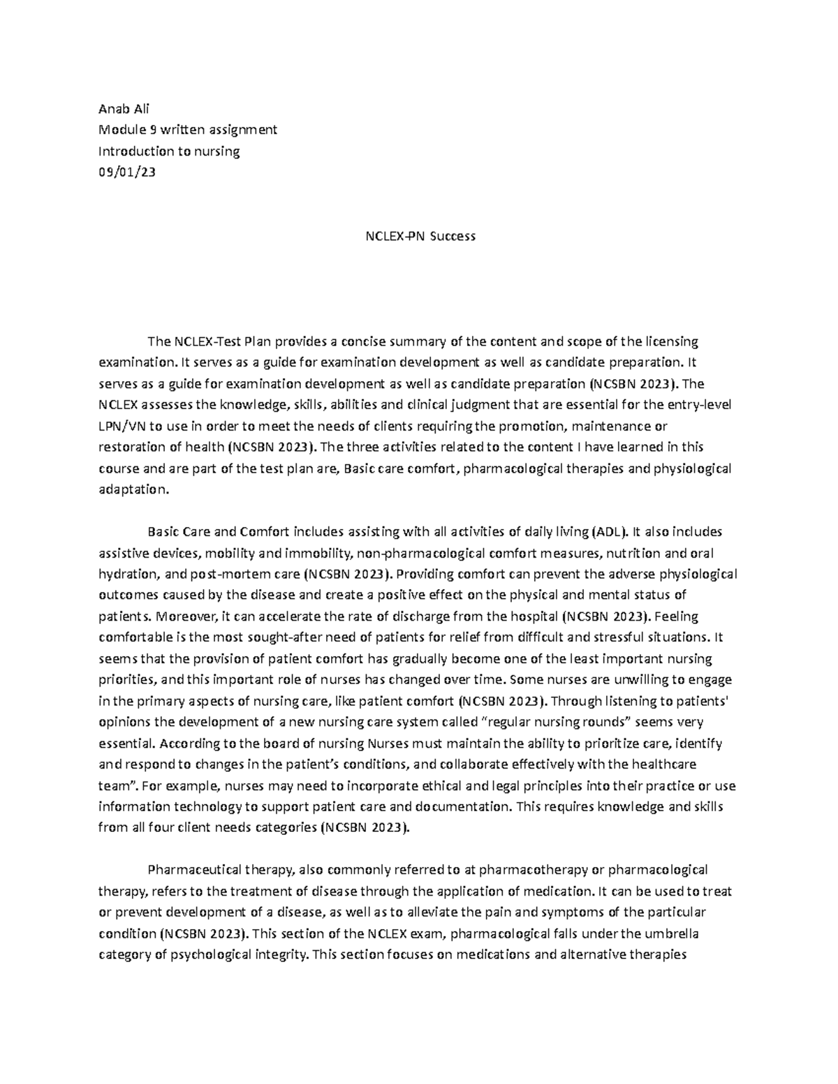 Document - Intro to pharmacology practice exam 1 - Anab Ali Module 9 ...