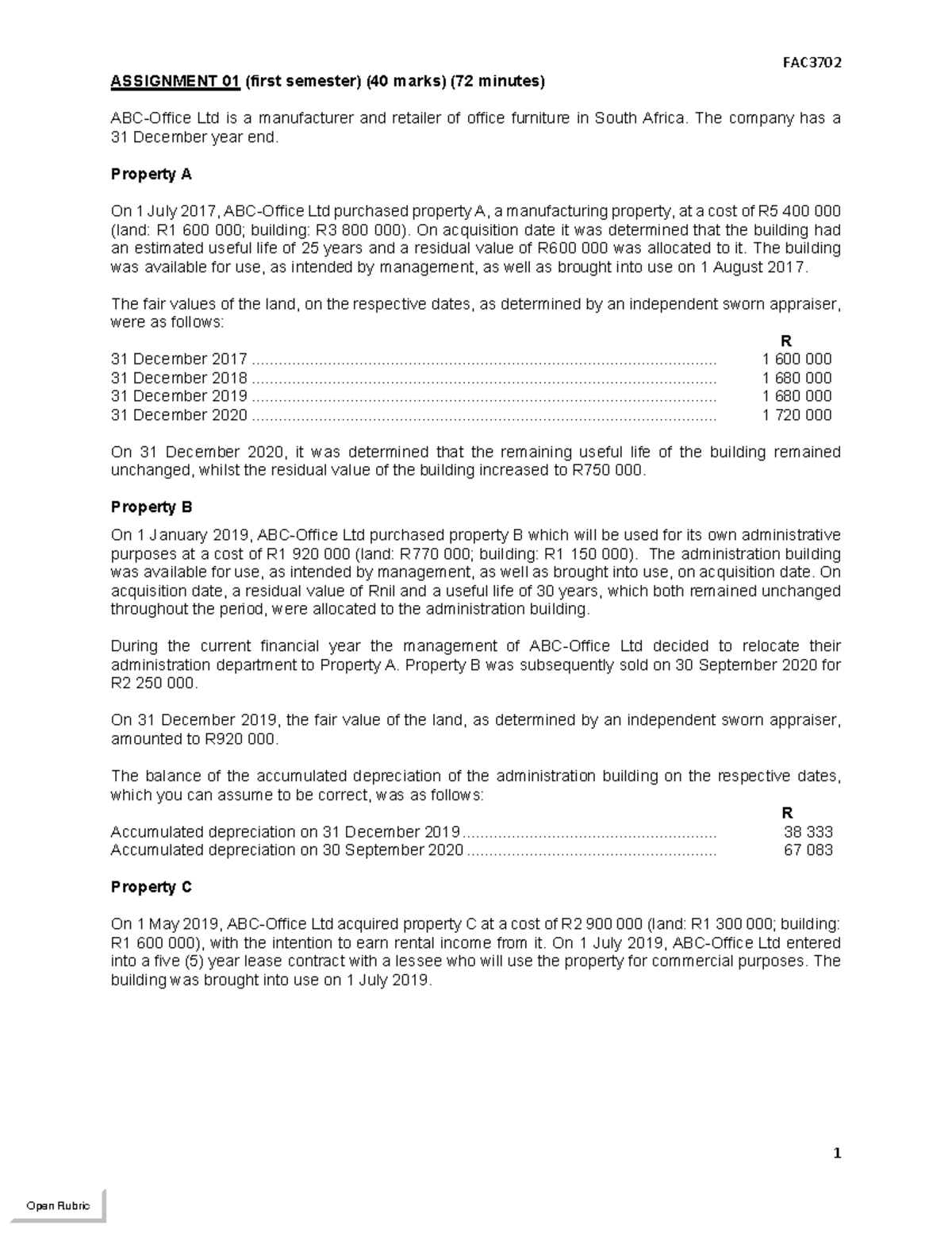 Assignment 01 Semester 1 2022 - FAC3702 1 ASSIGNMENT 01 (first semester ...