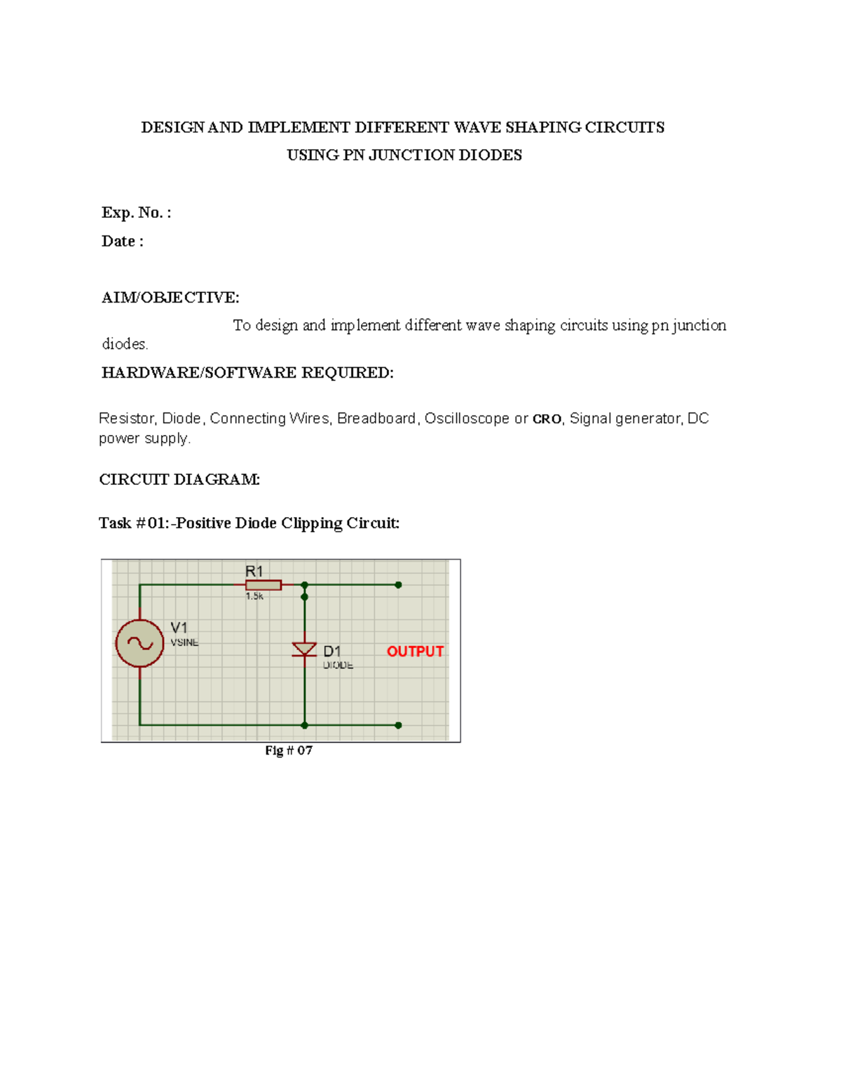 Design And Implement Different Wave Shaping Circuits Using Pn Junction Diodes No Date