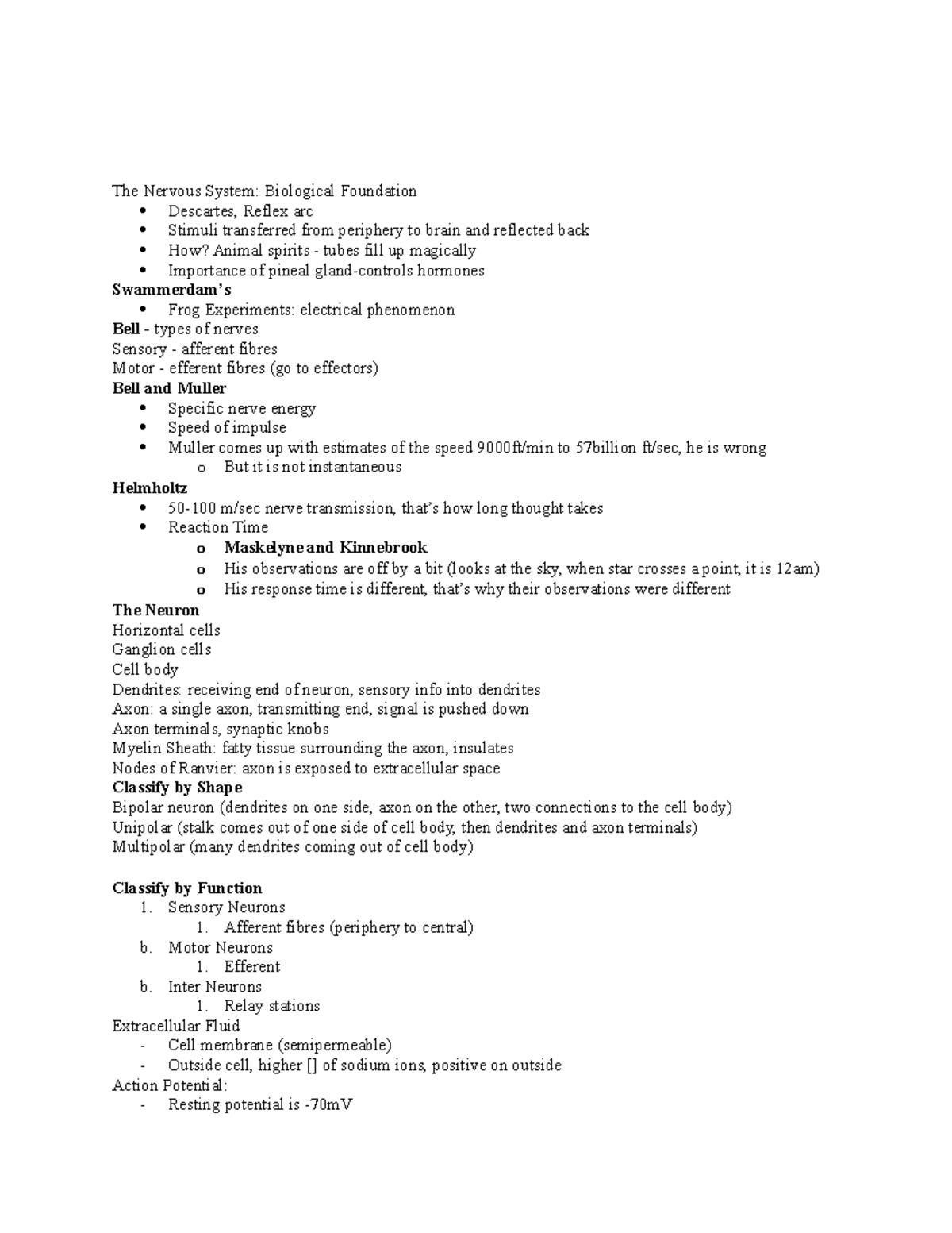 Psychology Biological Foundations - The Nervous System: Biological ...
