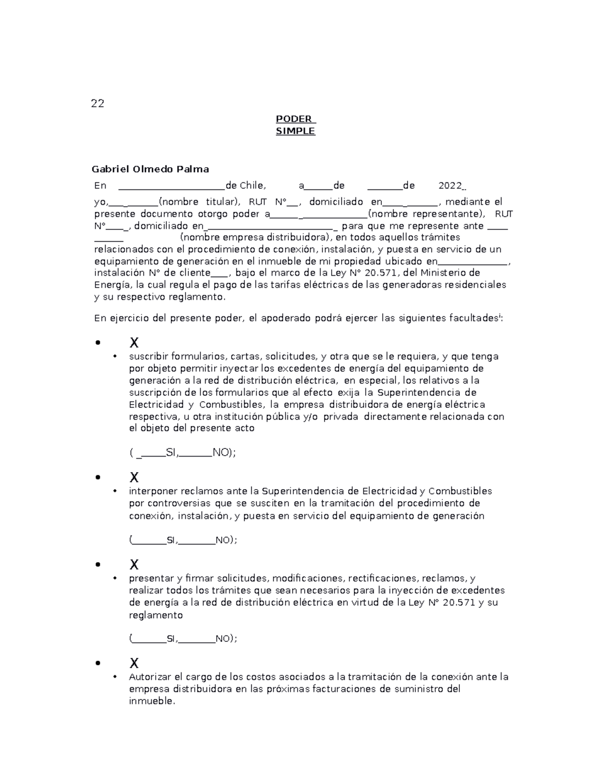 Poder Simple Editable - 22 PODER SIMPLE Gabriel Olmedo Palma En de ...