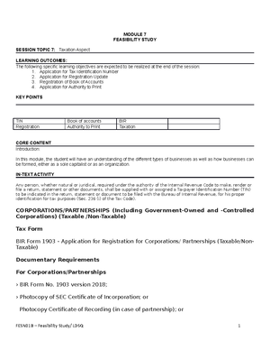 Module 8 - Sources of Financing - Feasibility Study - Studocu