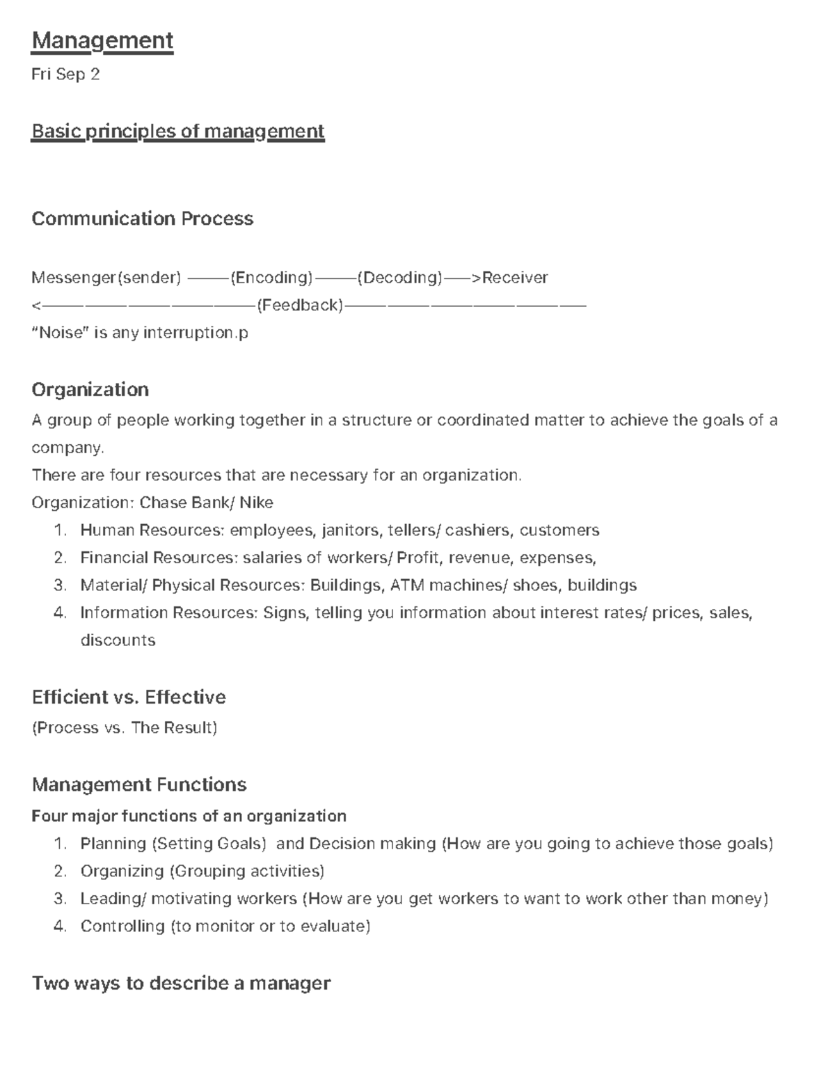 Management Part 1 - 1. 2. 3. 4. 1. 2. 3. 4. Management Fri Sep 2 Basic ...