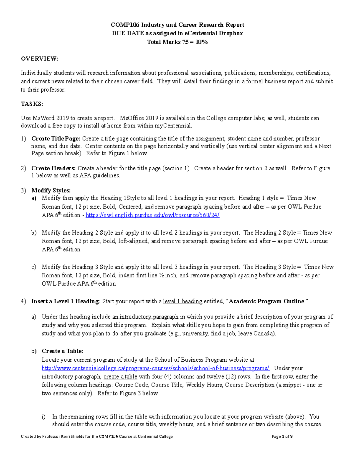 COMP106 Word APA Industry and Career Research Report Instructions W22 ...