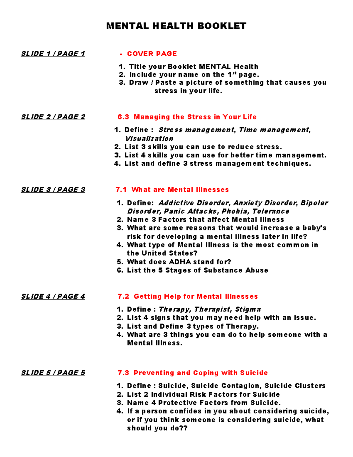 Copy of Copy of Mental Health Booklet - MENTAL HEALTH BOOKLET SLIDE 1 ...