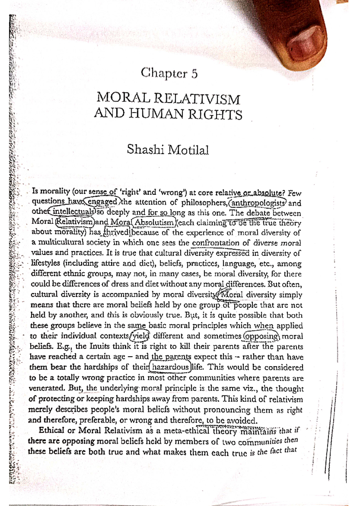 moral relativism - Chapter 5 MORAL RELATIVISM AND HUMAN RIGHTS Shashi Motilal Is morality (our ...