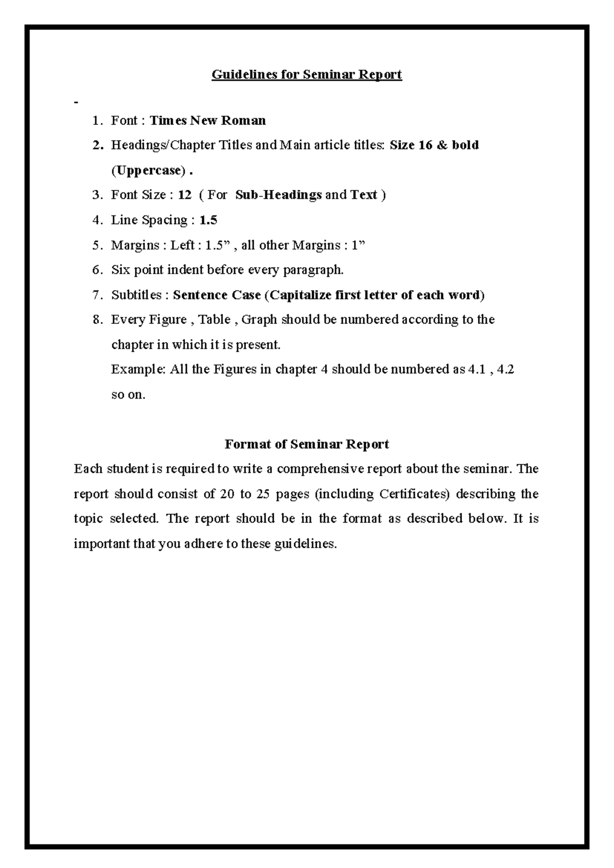 Guidelines for Seminar Report - Font Size : 12 ( For Sub-Headings and ...