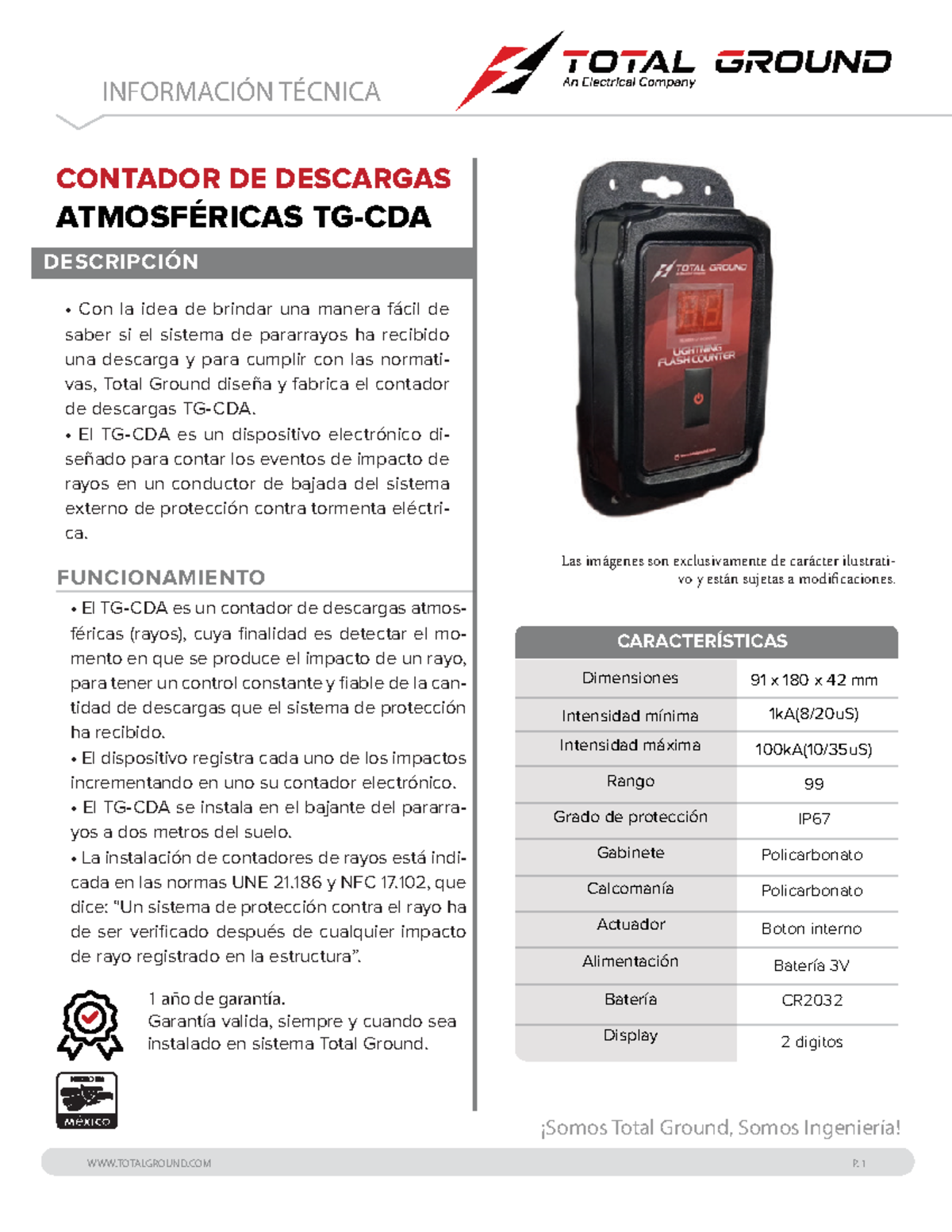 Atmosféricas TG-CDA Contador DE Descargas A2021 - INFORMACIÓN TÉCNICA ...