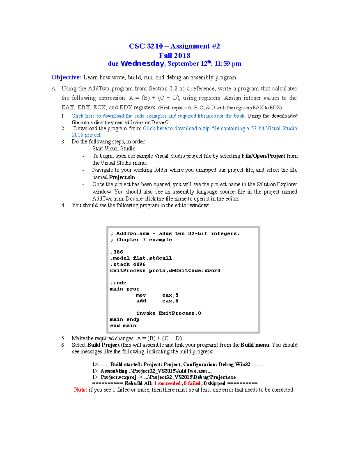 Assignment 2 Fall 2018 - CSC 3210 – Assignment #2 Fall 2018 due ...