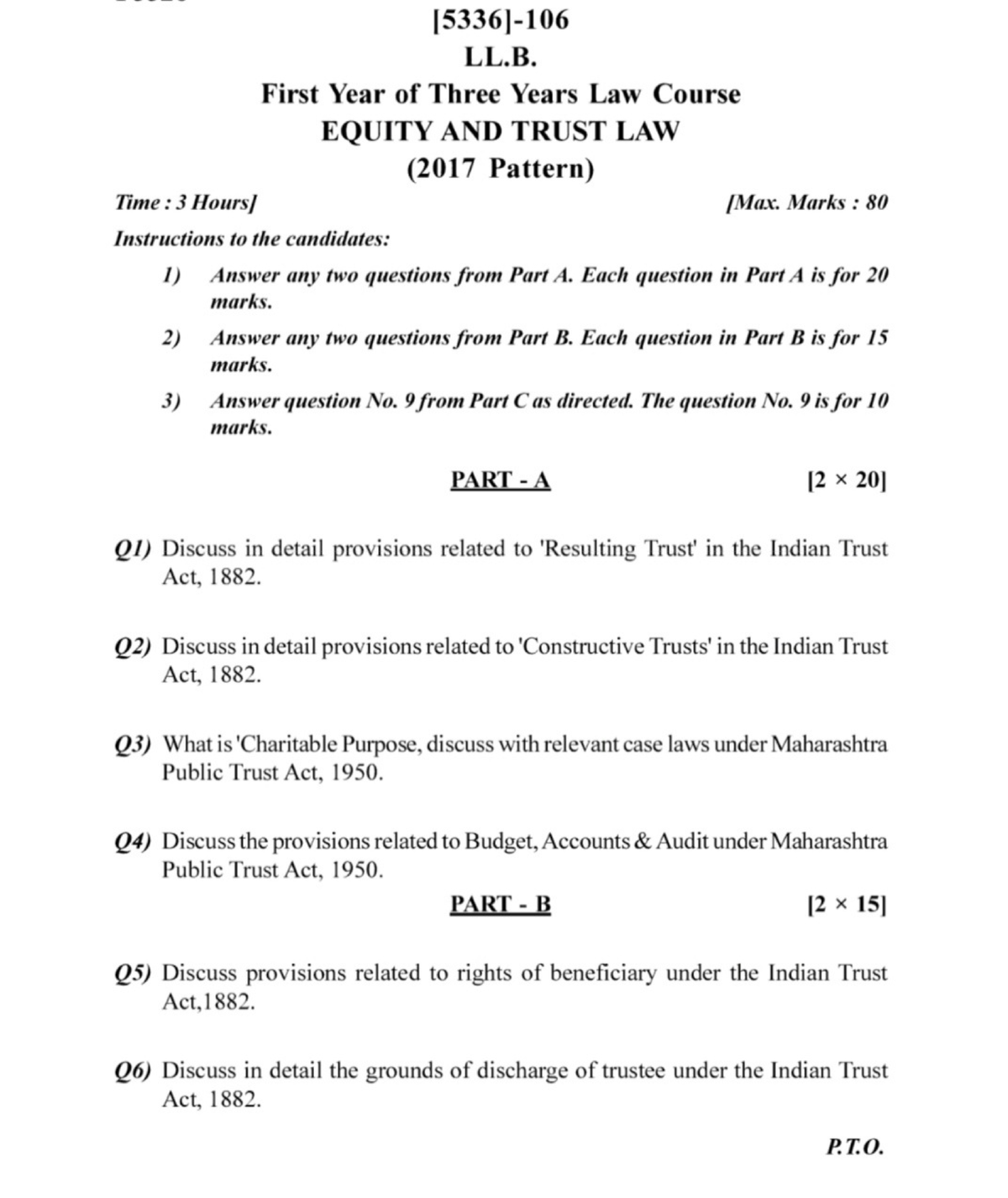 Equity and trust paper - Nice - LL.B - Studocu