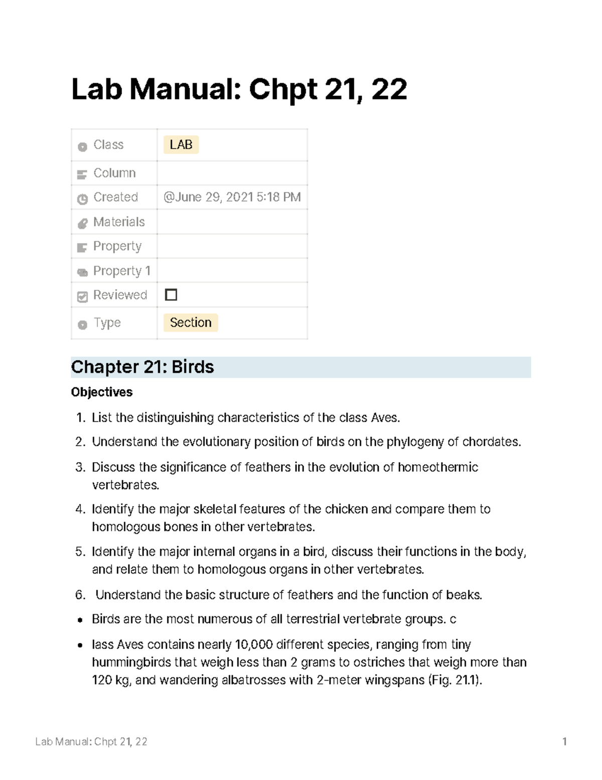 Lab Manual Chpt 21 22 - Exploring Zoology a Laboratory Guide - BIO 1301 ...
