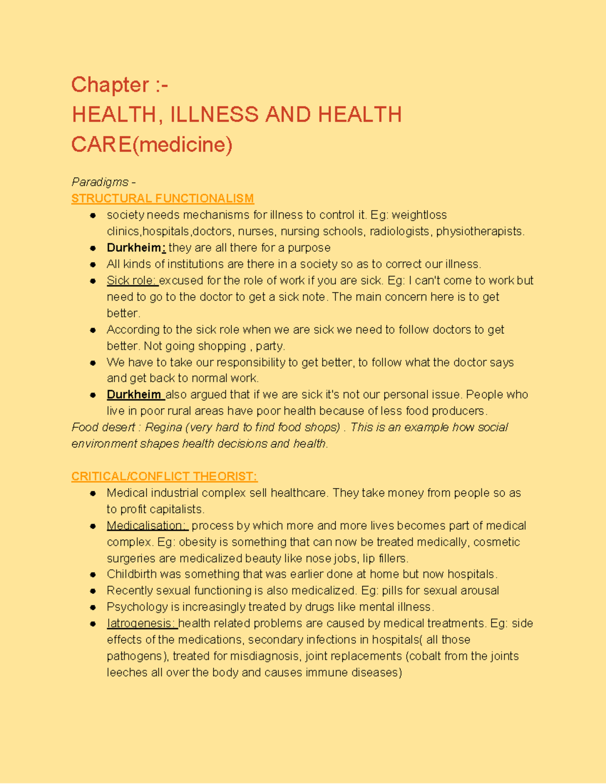 Health AND Illness - Lecture notes - Chapter :- HEALTH, ILLNESS AND ...