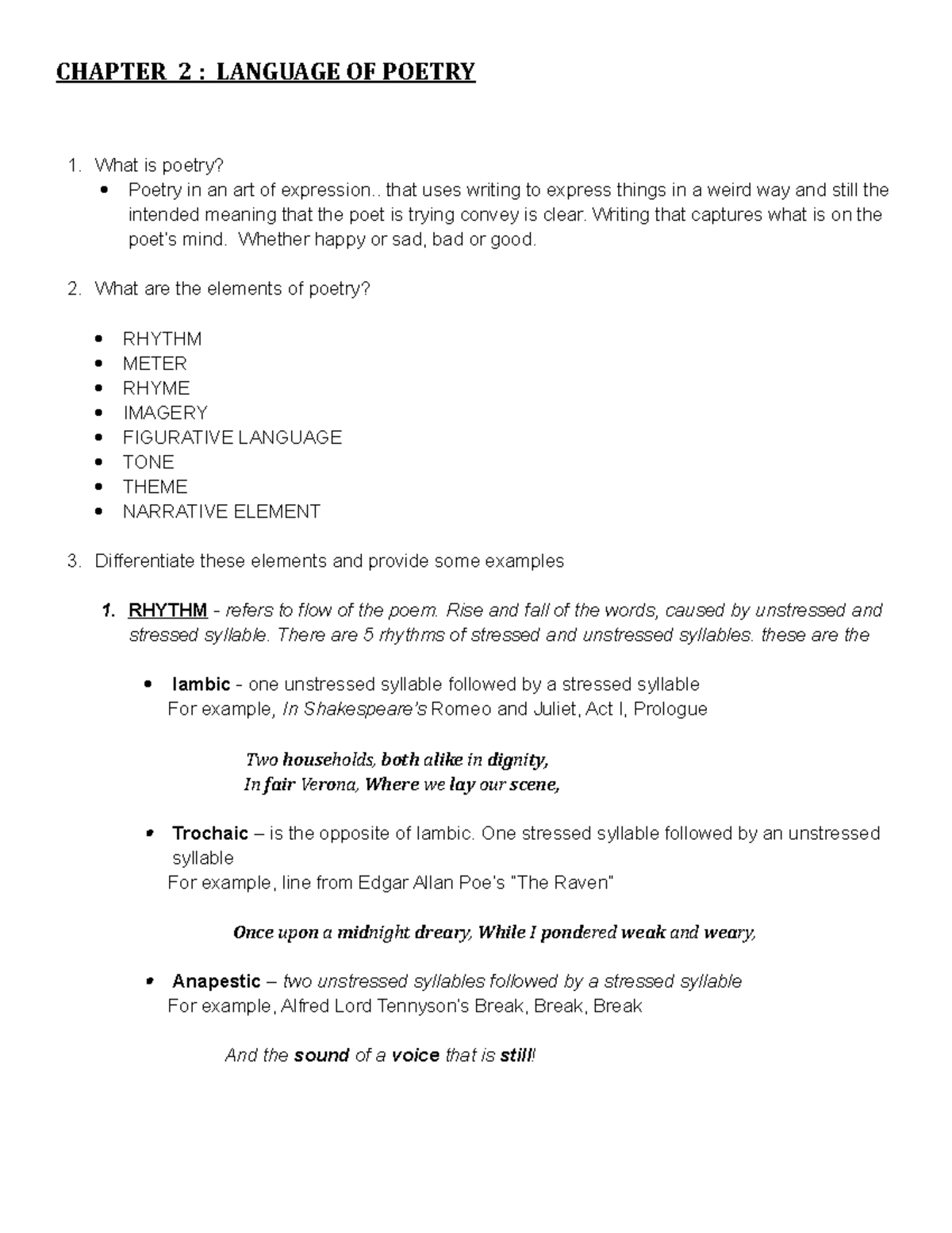 EL 223 Language of Literary Text, Lesson 1, Chapter 2 Language of ...