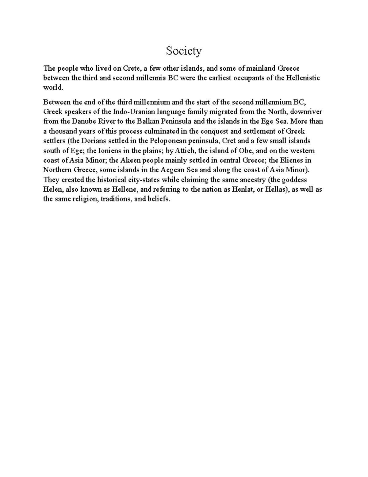 Society - sadasdsa - Society The people who lived on Crete, a few other ...