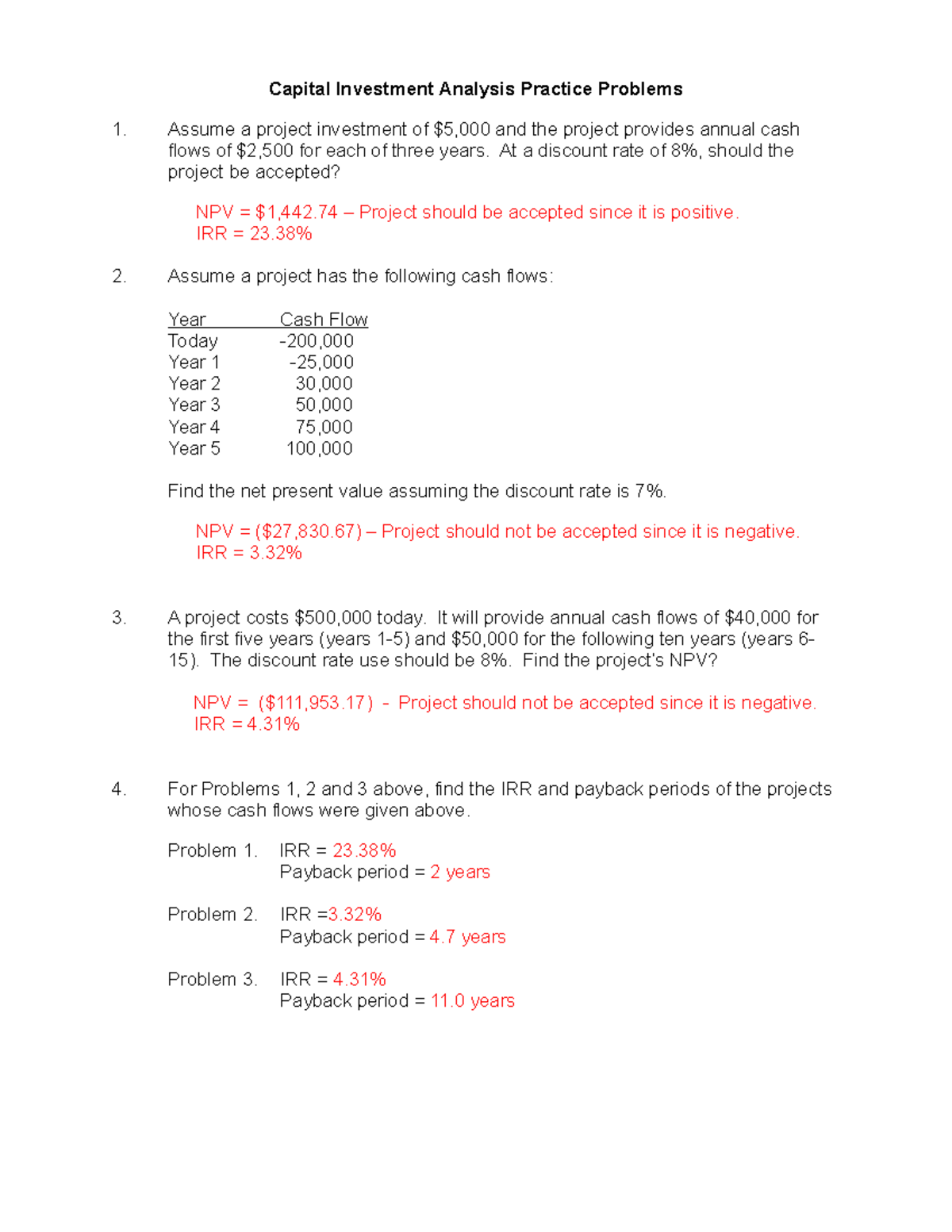 Practice Capital Investment Analysis(2) - Capital Investment Analysis ...