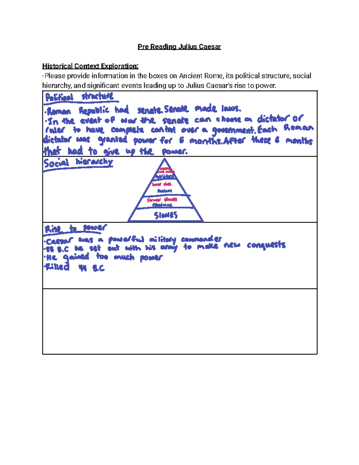 Historical Context Julius Caesar - Pre Reading Julius Caesar Historical ...
