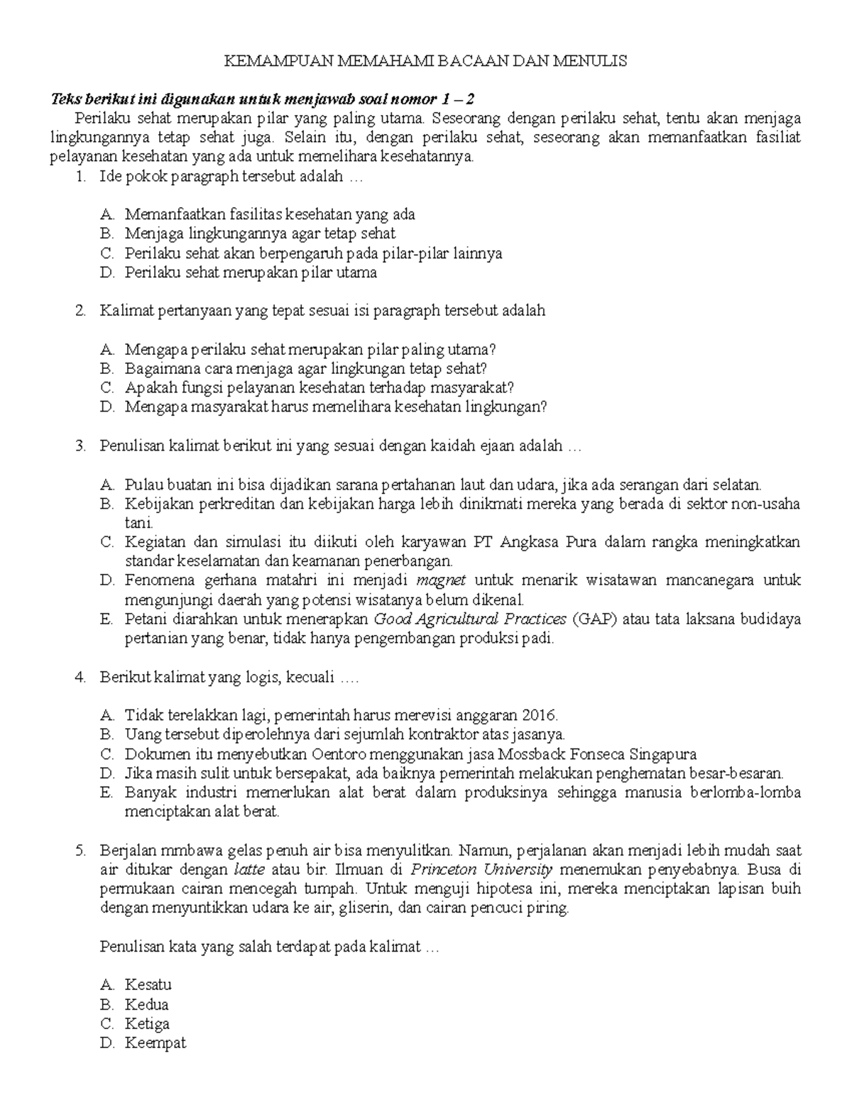 Kemampuan Memahami Bacaan DAN Menulis - KEMAMPUAN MEMAHAMI BACAAN DAN ...