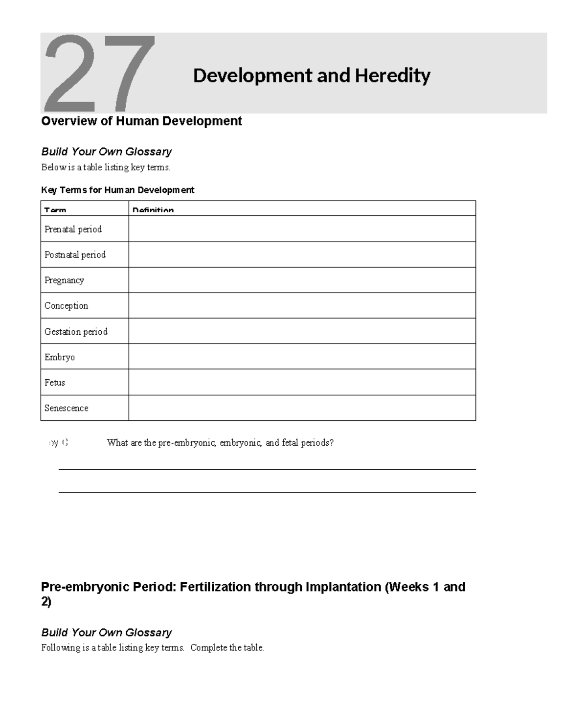 Chapter 27 Worksheet - Overview of Human Development Build Your Own Glossary Below is a table ...