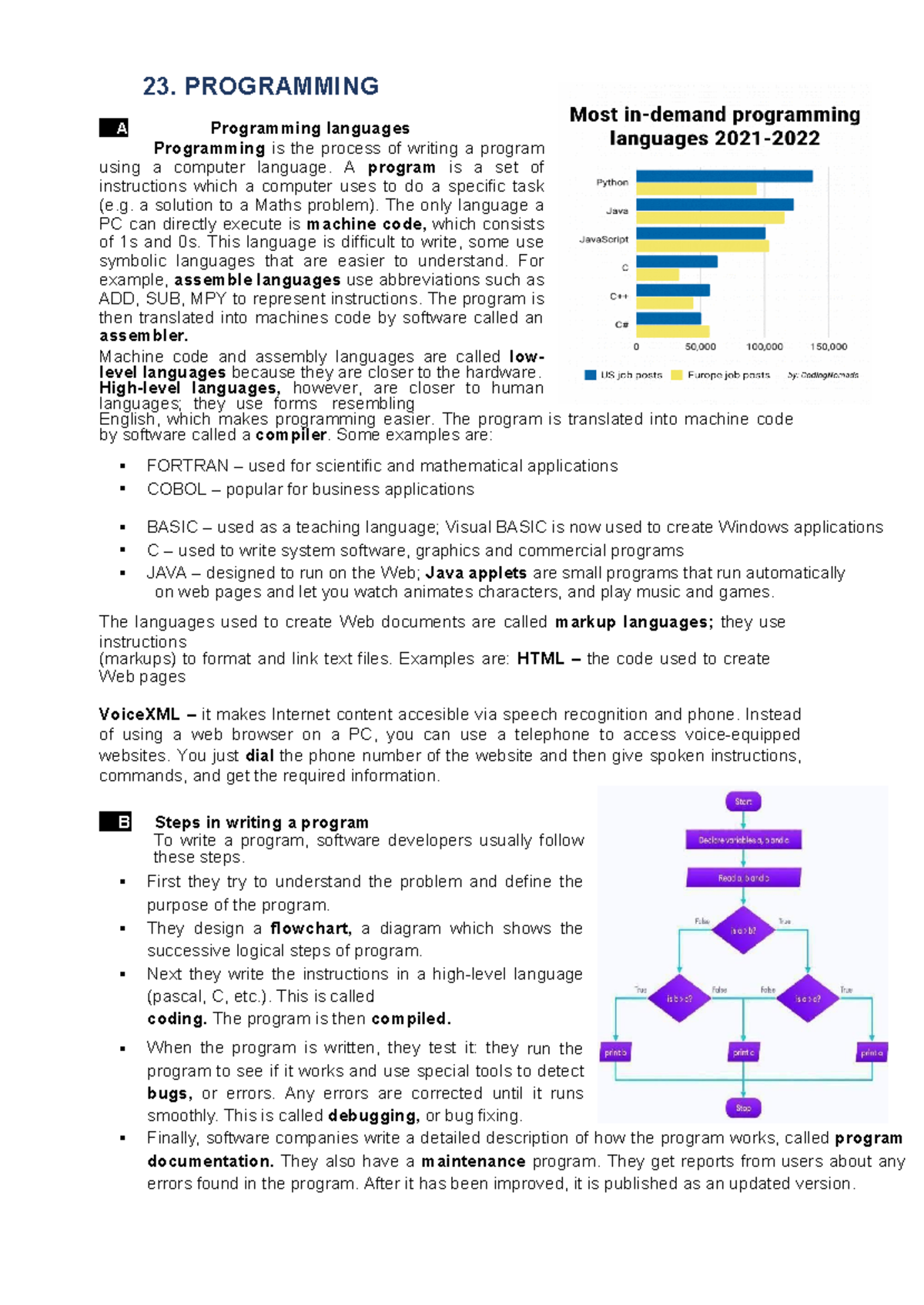 23 Programming - Apuntes 1-2 - 23. PROGRAMMING A Programming languages ...