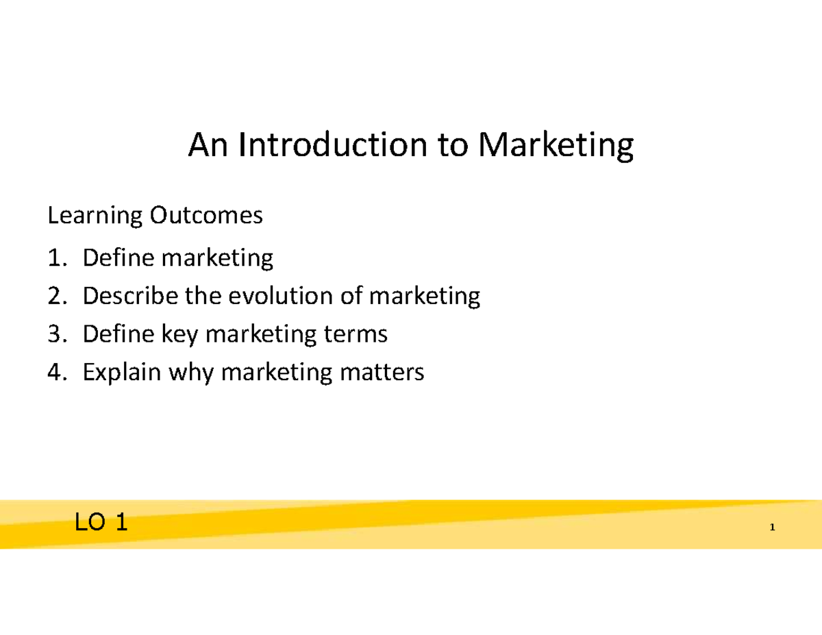 Intro To Marketing - SLides for ADMS2200 - An Introduction to Marketing ...