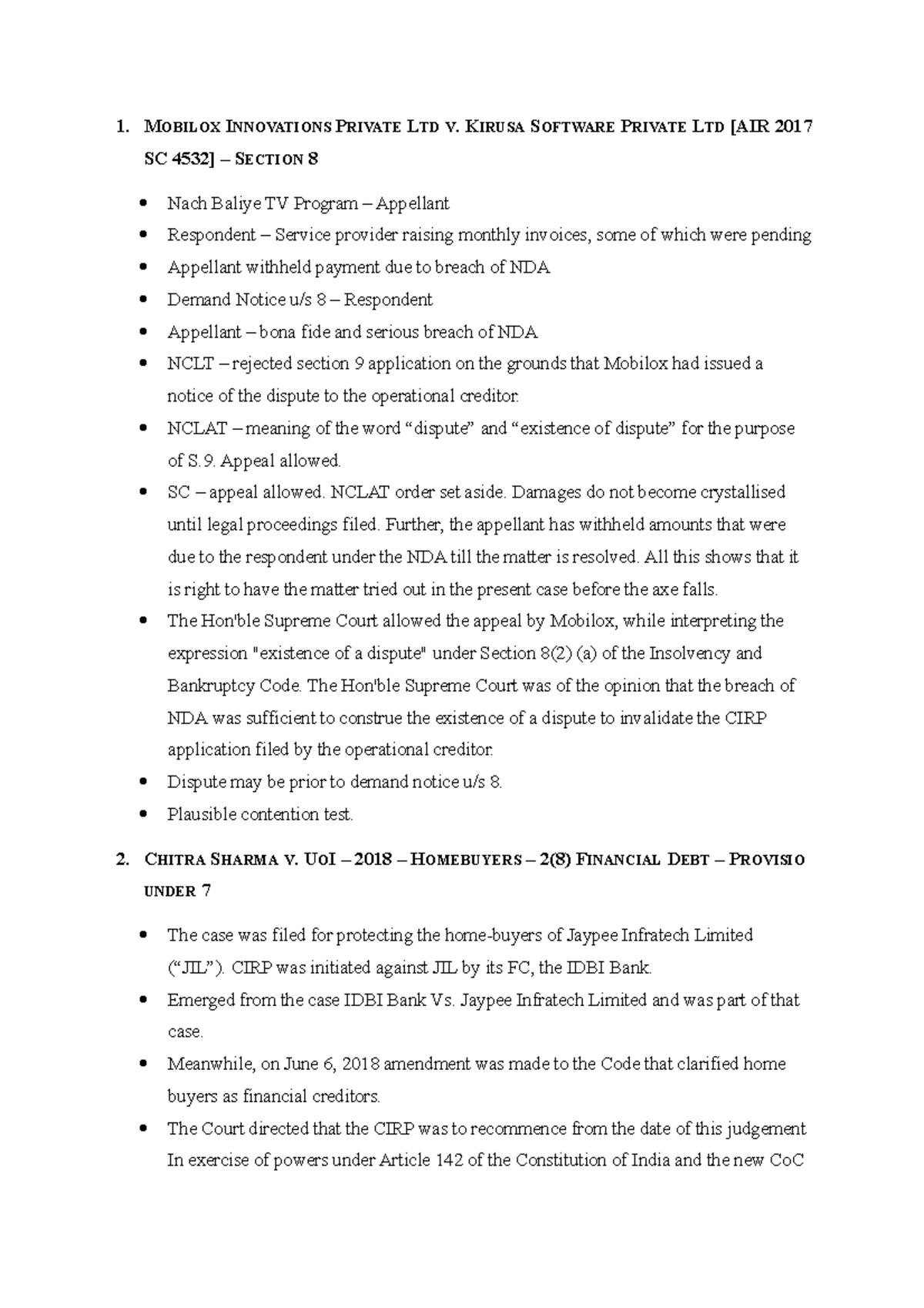 Cases - Mid Sem - 1. MOBILOX INNOVATIONS PRIVATE LTD V. KIRUSA SOFTWARE ...