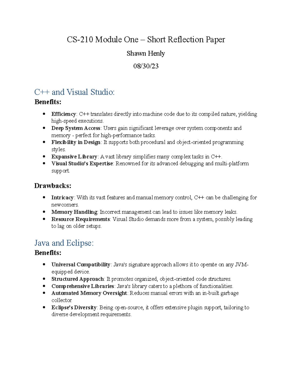 CS-210 Module One – Short Reflection Paper - Deep System Access: Users gain significant leverage ...