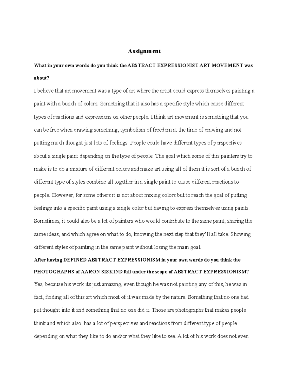 Abstract Expressionist ART Movement Assignment - Assignment What in ...