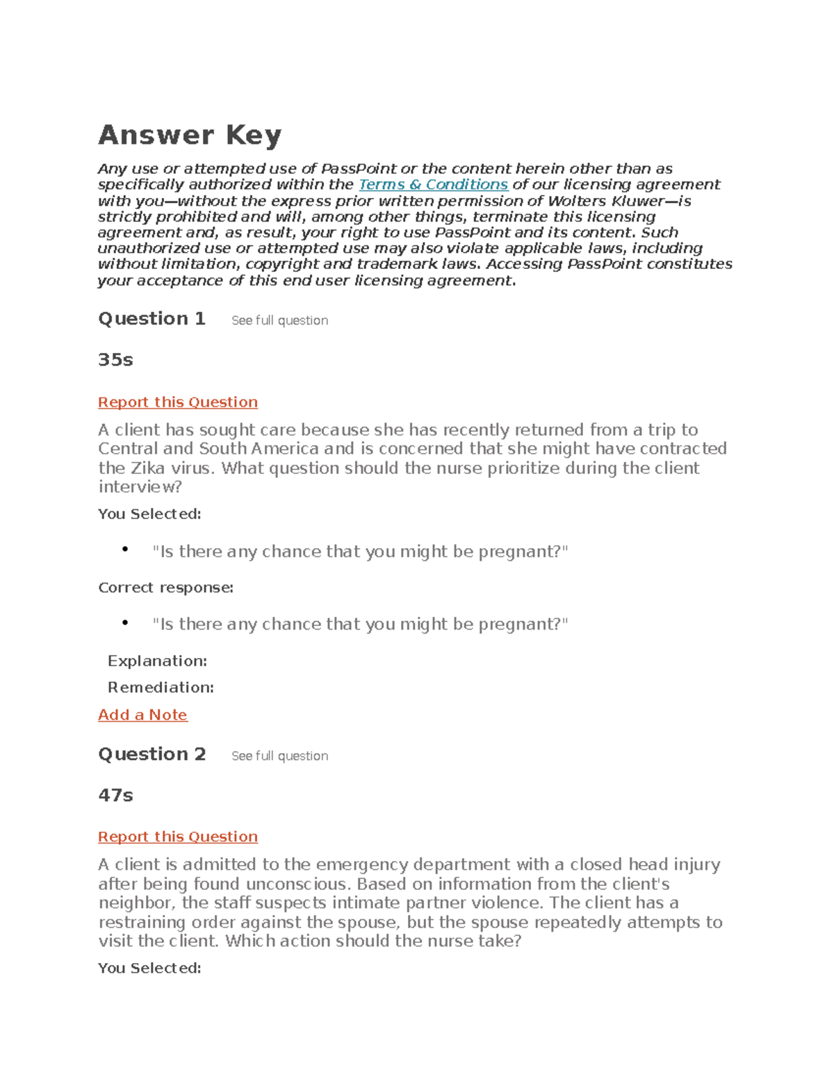 Quiz 51 - practice questions - Answer Key Any use or attempted use of ...